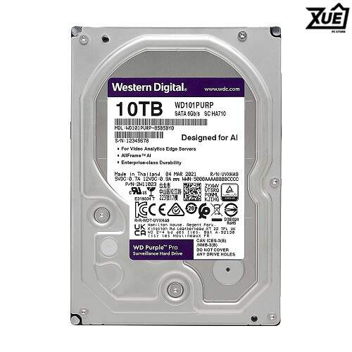 Ổ CỨNG HDD WD PURPLE 10TB 3.5 INCH, 7200RPM,SATA3, 256MB CACHE (WD102PURX)